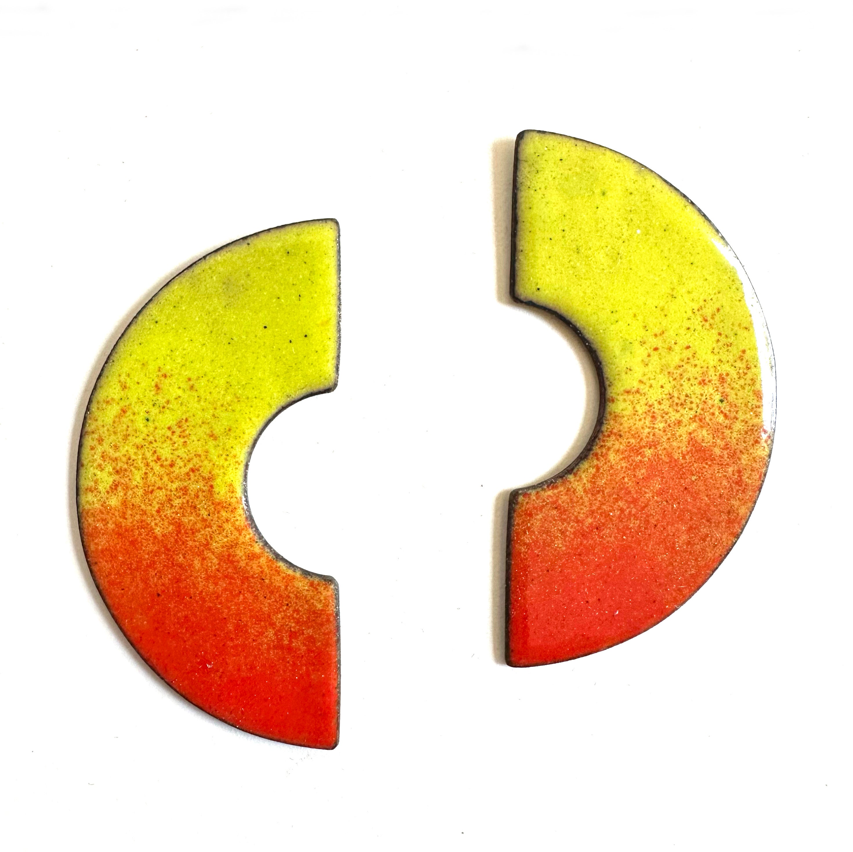 Large Arch Post Earrings - Seaweed, Flame Orange Fade | CopperTide